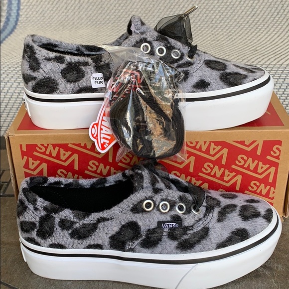 Vans | Shoes | Vans Authentic Platform Fuzzy Snow Leopardtrue Wh | Poshmark